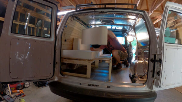 Chevy Astro Camper Van Build: Pull Out Slat Bed Seeking Lost: Thru ...